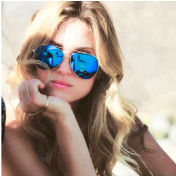 Accessories | Ice Blue Flash Mirror Lens Classic Aviator Wsilver Frames ...